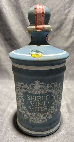 Paul Masson Blue & White Ceramic Brandy Decanter Spirit Vini Vitis ...