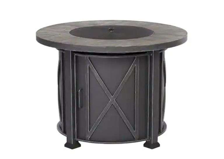 Hampton Bay Park Canyon 35 in. W 50000 Btu Black Steel Propane Outdoor ...