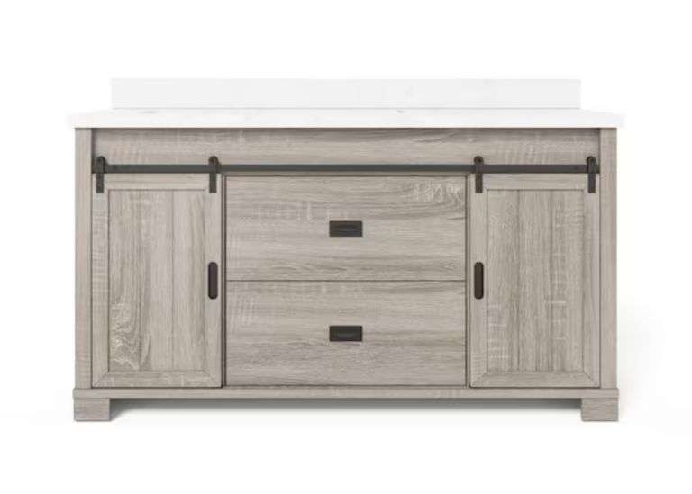 Glacier Bay Brindley 60 in. Wx 20 in. Dx 35 in.H Double Sink ...