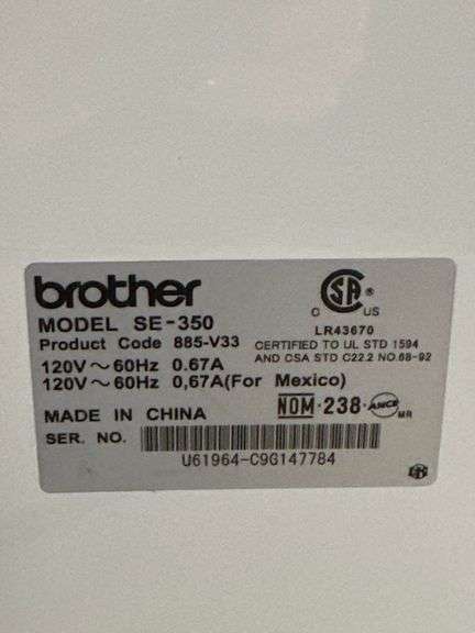 Brother SE-350 Embroidery & Sewing Machine - Metzger Property Services, LLC