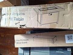 Intertek Outdoor propane fire pit table with fire pit glass wind guard ...