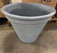 Vigoro 22 in. Alameda Extra Large Gray Plastic Planter (22 in. D x 17.5 ...