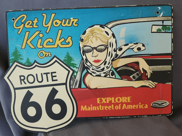 Get Your Kicks on Route 66 enameled sign 8.25" x 6.25" - Metzger Property Services, LLC