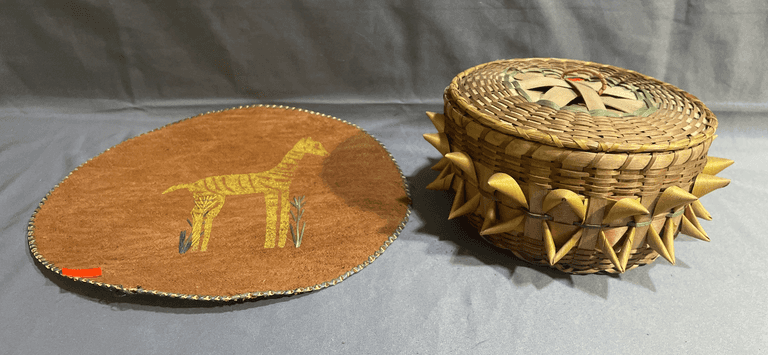 Native American Woven Basket with Lid 7" - Wall Painted Art 10 ...