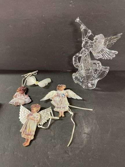 3 Heavens little angle Ornaments - 1 Is Broken & Clear Plastic Angel 10 ...