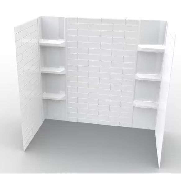 60 in. W x 58 in. H Polystyrene Glue-Up Tub Wall and Shower Surround in ...