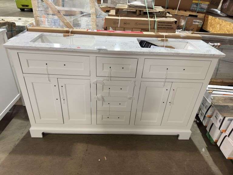 Home Decorators Collection Doveton 60 in. Double Sink Freestanding ...