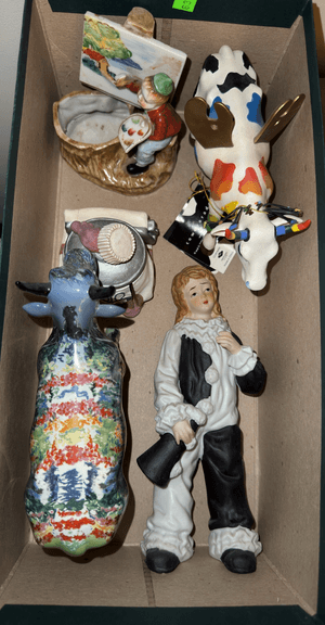 Cow parade cows, hand painted artist planter, porcelain clown - Metzger ...