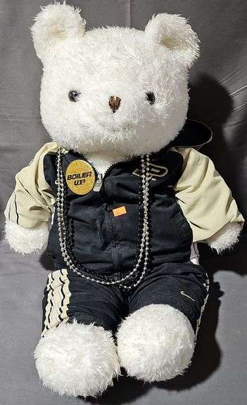 Stuffed teddy bear with Purdue team outfit - Metzger Property Services, LLC