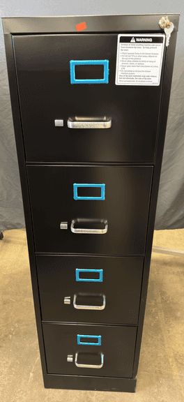 Black Metal Filing Cabinet with 4 Drawers with Key 15"x52.25"x26.5 ...