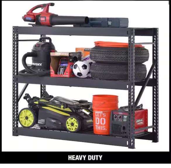 Husky 3-Tier Industrial Duty Steel Freestanding Garage Storage Shelving ...