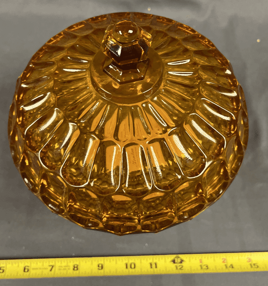 Fenton Anniversary Amber Covered Candy Dish - Metzger Property Services ...