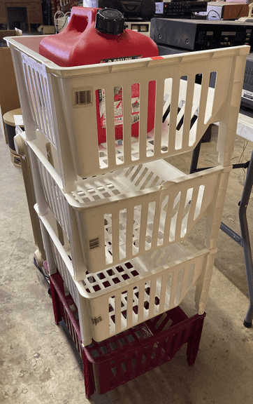 Plastic Storage Stackable Bins and 2 gal gas can - Metzger Property ...