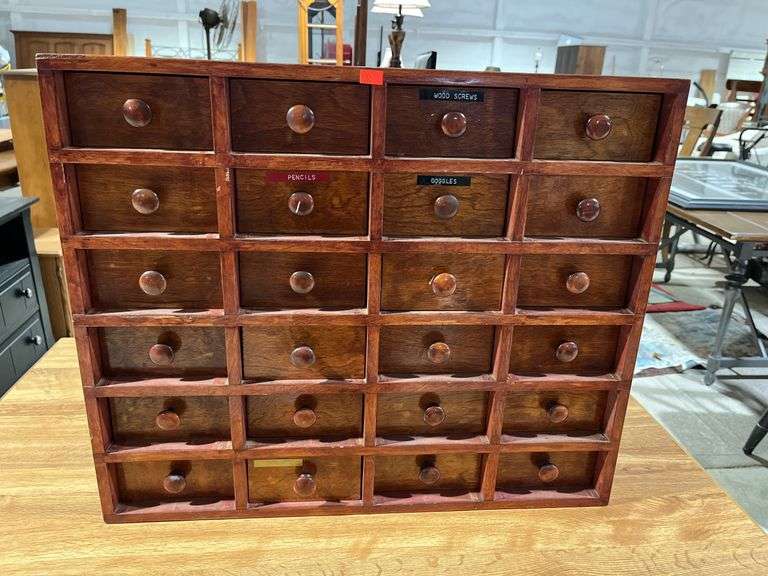 Wood drawer organizer with misc hardware assortment 23”x13”x19 ...