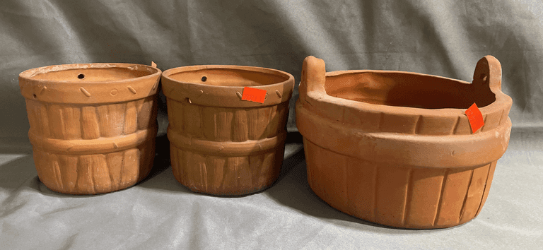 3 Pottery Baskets - 2 (5"), 1 (7") - Metzger Property Services, LLC