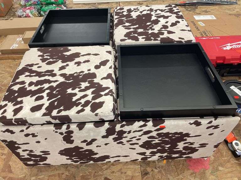 Cow Print Lounge Ottoman With Storage 35”x35”x16” - Metzger Property ...