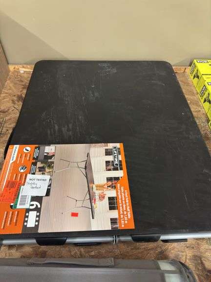 Lifetime Rectangular Black Resin Folding Banquet Table, slightly dented ...