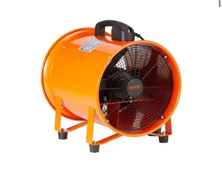 VEVOR Portable Ventilator 12 in. Heavy Duty Blower Fan with 16.4 ft ...