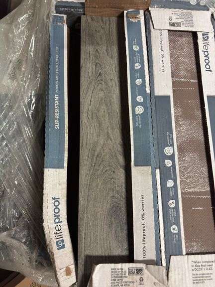 Approx. 18 boxes- Lifeproof Shadow Wood 6 in. x 24 in. Porcelain Floor ...
