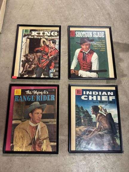 (4) Framed Western Comics inc. Shotgun Slade, Indian Chief and Range ...
