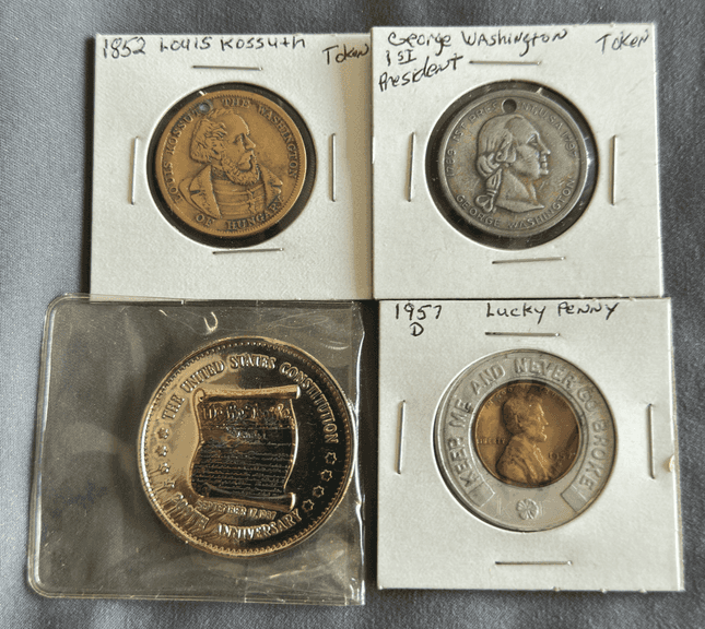 1852 Louis Kossuth Token - George Washington 1st President Token - 1957 ...
