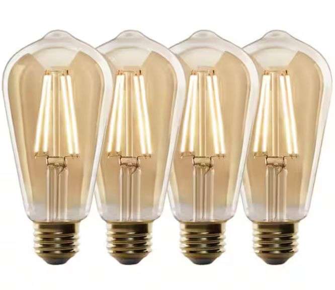 Feit Electric 60-Watt Equivalent ST19 Dimmable Straight Filament Amber Glass Vintage Edison E26 ...