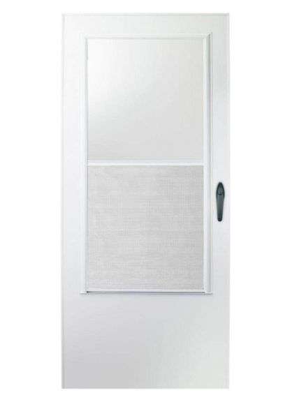 EMCO 32 in. x 80 in. White Universal 3/4 Light Aluminum Storm Door with ...
