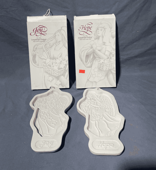 2 - Longaberger Pottery Angel Series Cookie Molds Inc. Hope & Joy ...