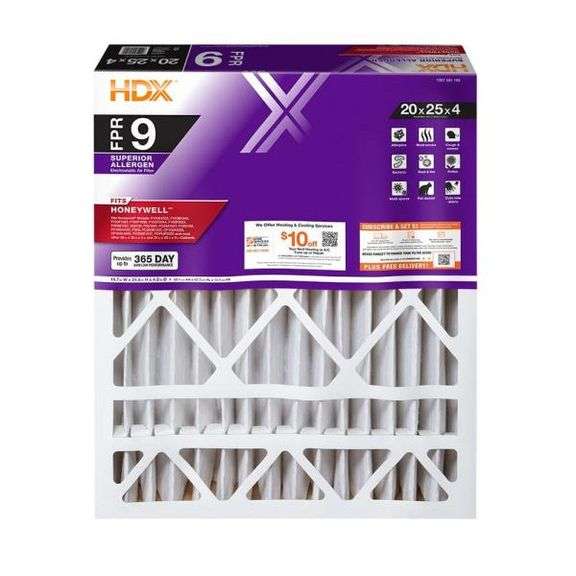 HDX Replacement Pleated Air Filter FPR 9, MERV 1320 in. X 25 in. X 4 in ...