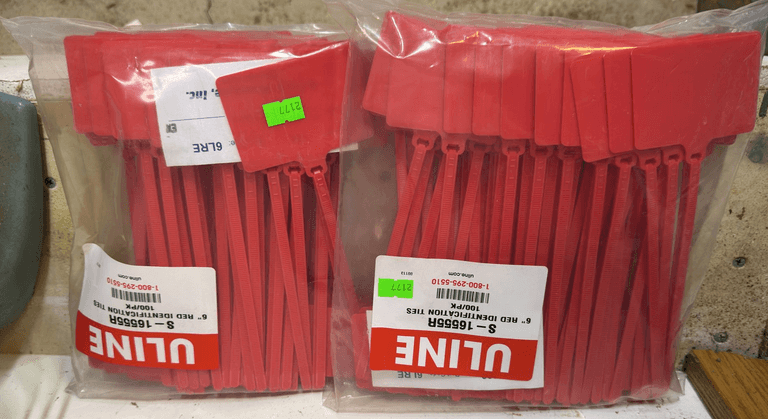 Uline 6” red identification ties - Metzger Property Services, LLC