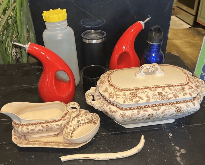 Soup Terrain, Ladle (broken), Oil Dispensers and Water Bottles ...