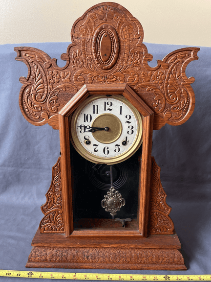 Ornate Gingerbread Clock with key 22" - Metzger Property Services, LLC