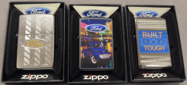 3- Zippo Collector Ford Lighters (seal not broken) - Metzger Property ...