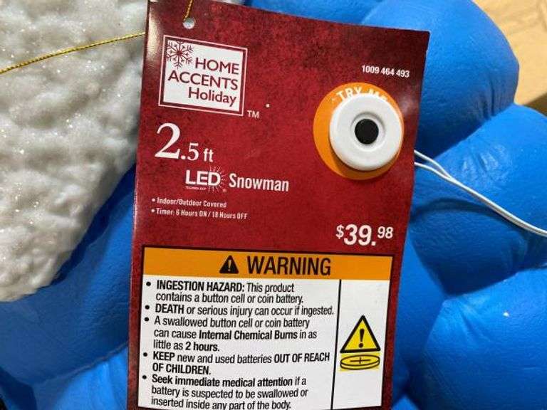 Home Accents Holiday 2.5 ft LED Snowman with Blue Puffer Jacket Indoor ...