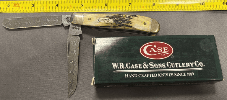 Case XX Damascus Blade Trapper 2 Blade Pocket Knife - Metzger Property ...