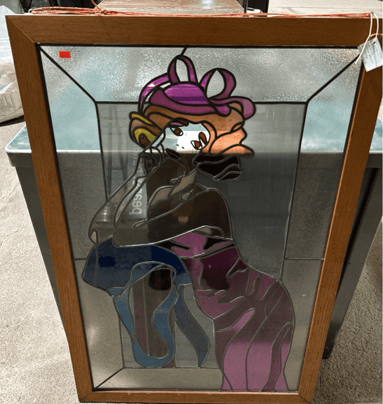 Wood Framed Stained Glass Lady 39” - Metzger Property Services, LLC