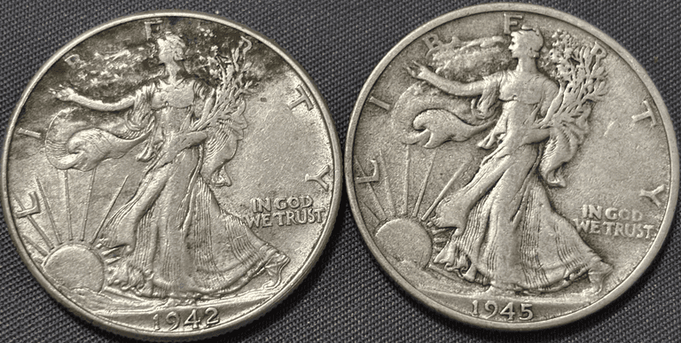 2- Silver Walking Liberty Half Dollars (1942 & 1945-S) - Metzger Property Services, LLC