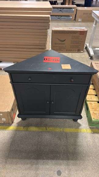 StyleWell Dowden Charcoal Black Corner Cabinet, has scuffs and chipped ...