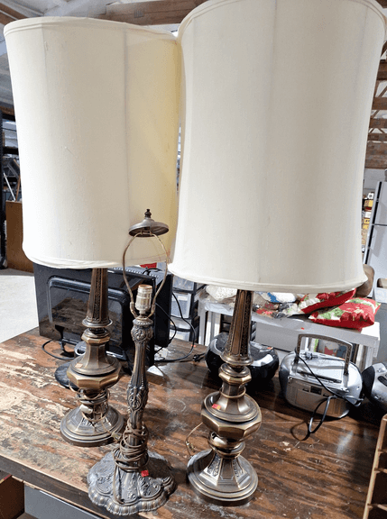 3 Brass decor lamps two 40" , one 26" - Metzger Property Services, LLC