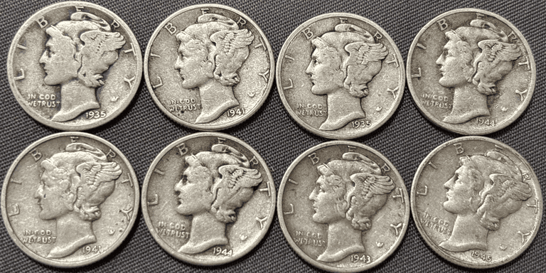 8- Mercury Dimes (1935-1945) - Metzger Property Services, LLC