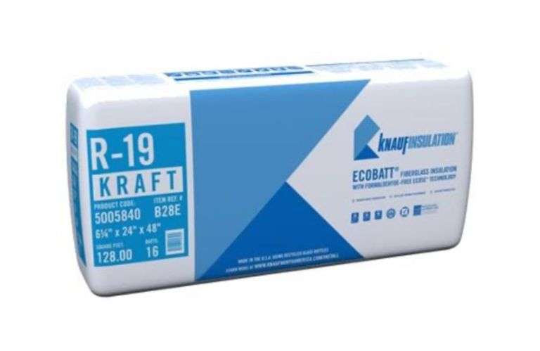 R19 6 1/4 in x 24 in x 48 in Knauf EcoBatt Kraft Faced Insulation ...