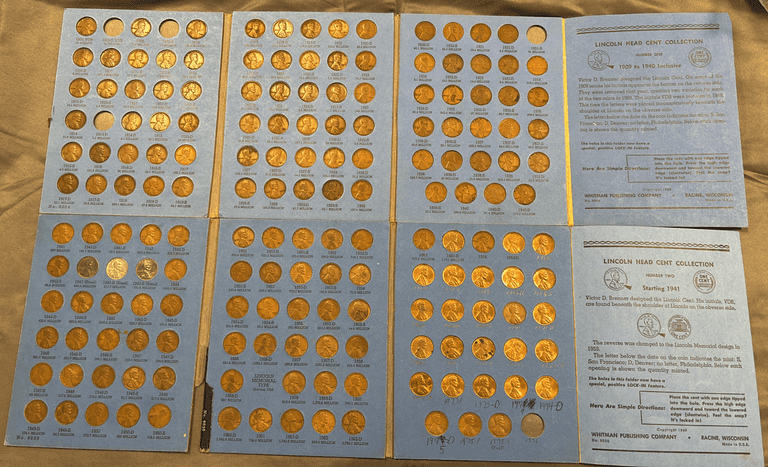 Lincoln Head Cent Collection Books 1 & 2 1909-1975 (172 Coins ...