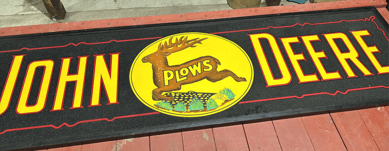 John Deere Plow Sign w/ Black Smalt Background 2' 10" x 10' 2 ...