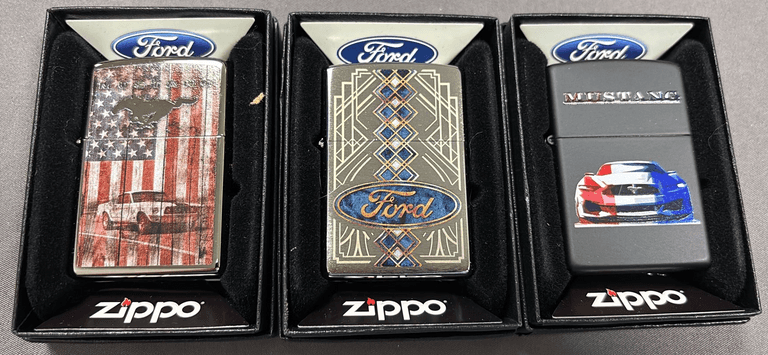 3- Zippo Collector Ford Lighters (seal not broken) - Metzger Property ...