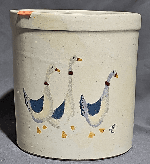 R. R. P. Co. Stoneware Crock w/ Goose Design 6" x 6" - Metzger Property ...