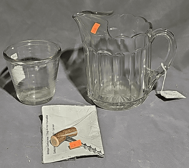 Stag Antler Handle Cork Screw, Hazel Atlas Glass Measuring Cup 4.5 ...