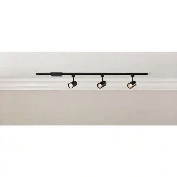 4 ft. Black Integrated LED Linear Track Lighting Kit with Cylinder ...
