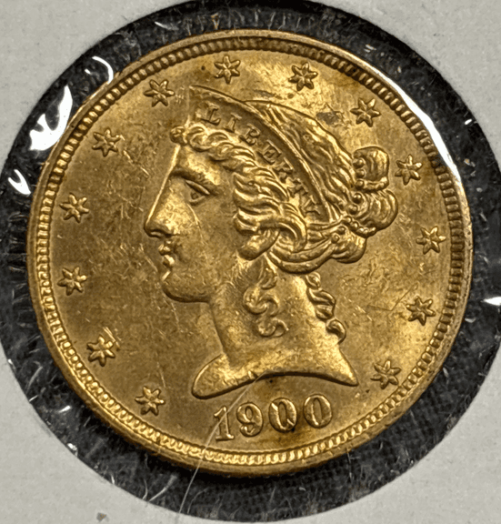 1900 Coronet Head $5 Gold Coin - Metzger Property Services, LLC