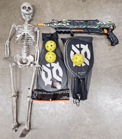 Pickleball starter sets, toy gun, plastic skeleton 36in - Metzger ...