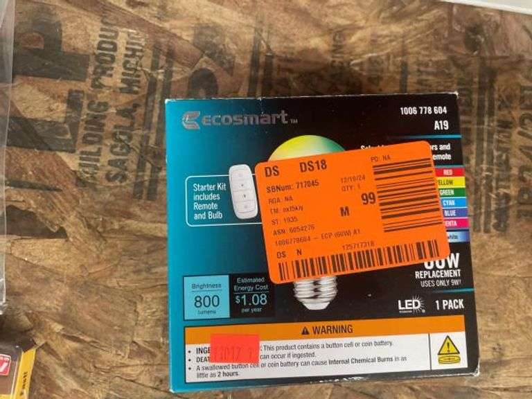 Ecosmart 60-Watt Equivalent A19 CEC Color Changing LED Party Light Bulb ...